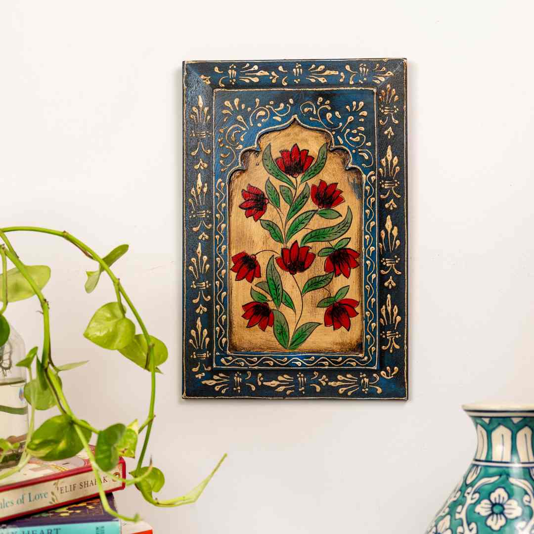 Handcrafted Blue Handpainted Wooden Wall Frame | Atrangi Studio