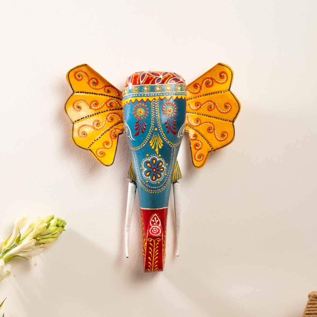 Handcrafted Turquoise Elephant Wall Decor | Atrangi Studio