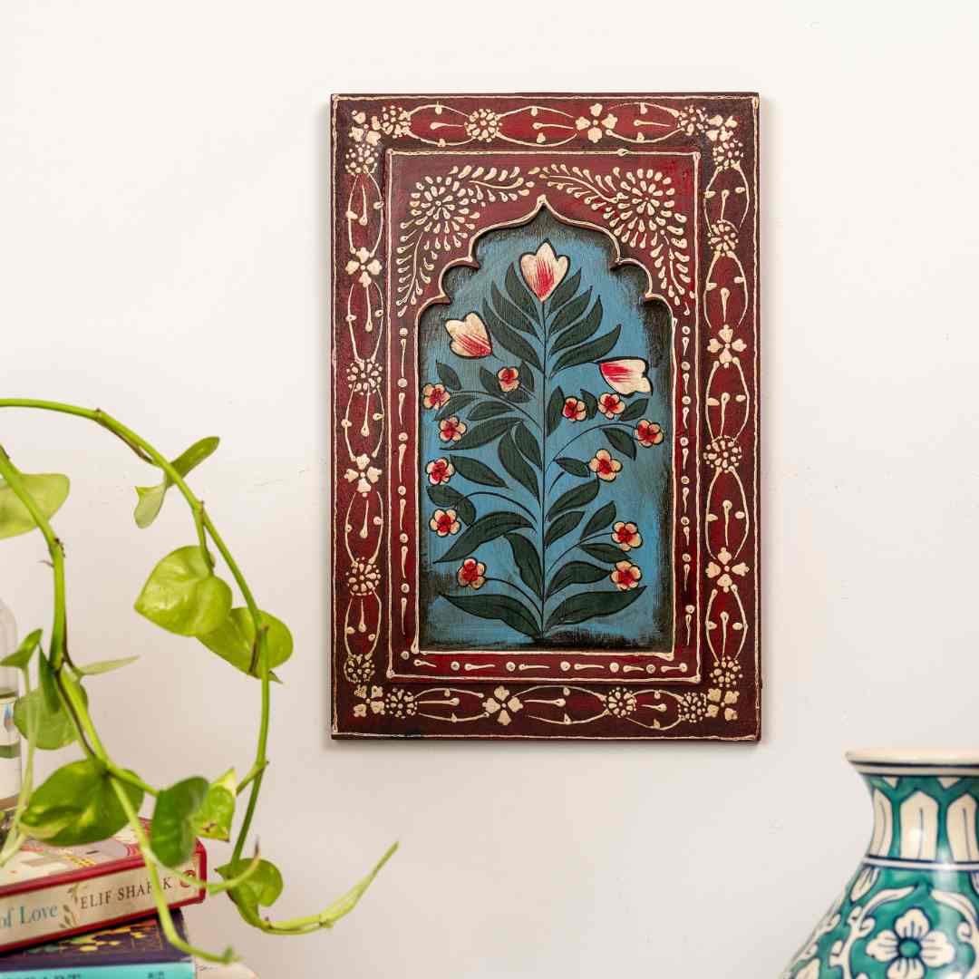 Handcrafted Red Handpainted Wooden Wall Frame | Atrangi Studio