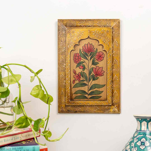 Handcrafted Yellow Handpainted Wooden Wall Frame | Atrangi Studio