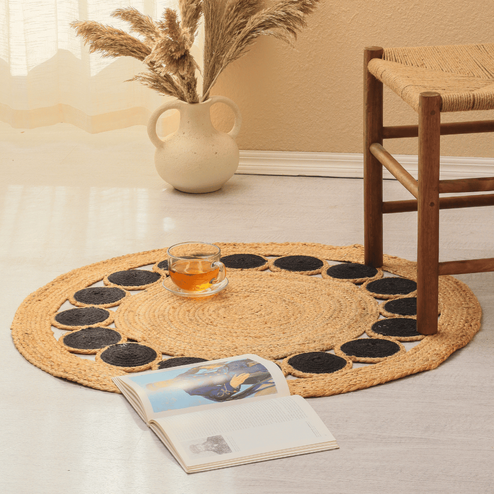 Black Round Jute Rug | Atrangi Rugs | Atrangi Studio