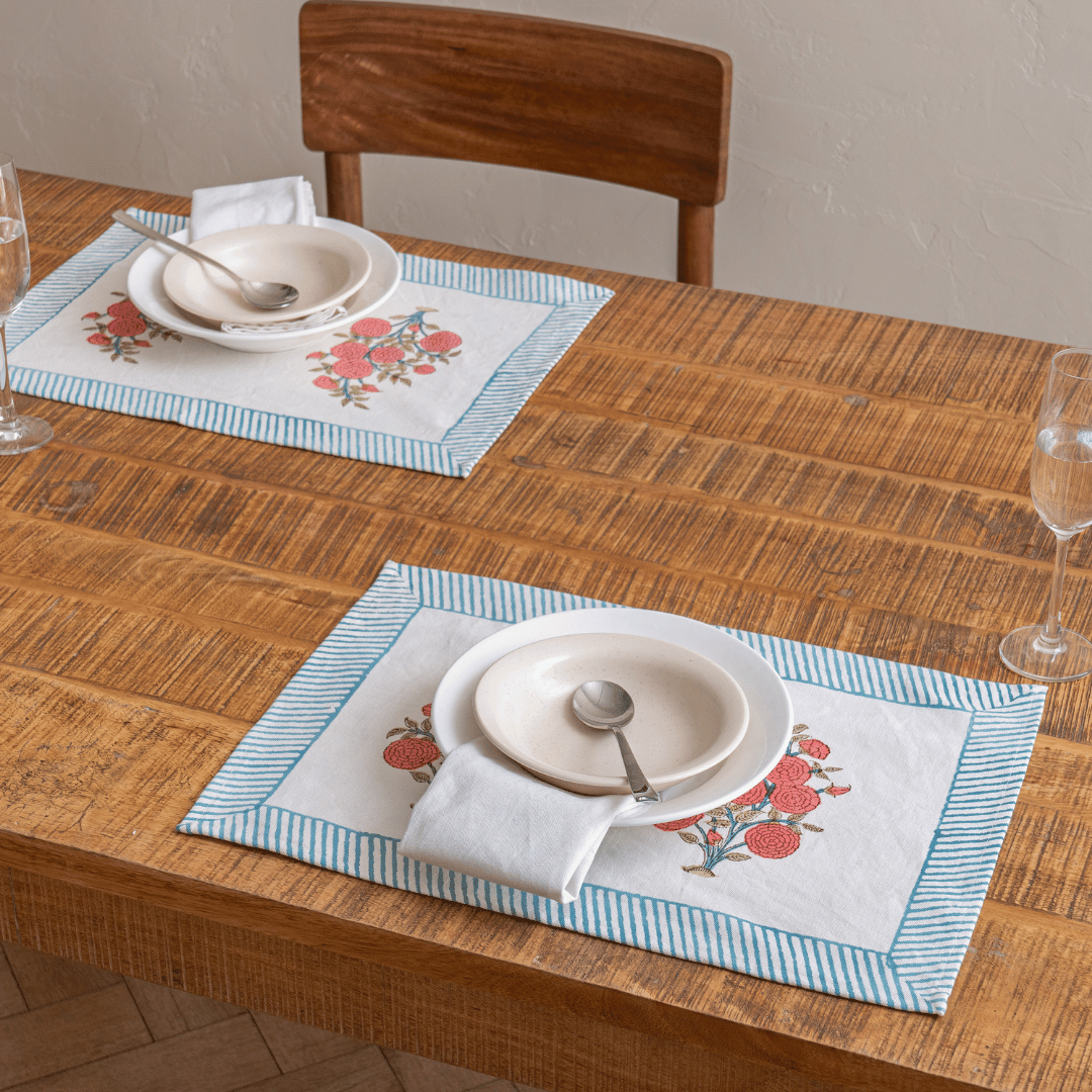 Dahlia Block Print Table Mat (Set of 2)