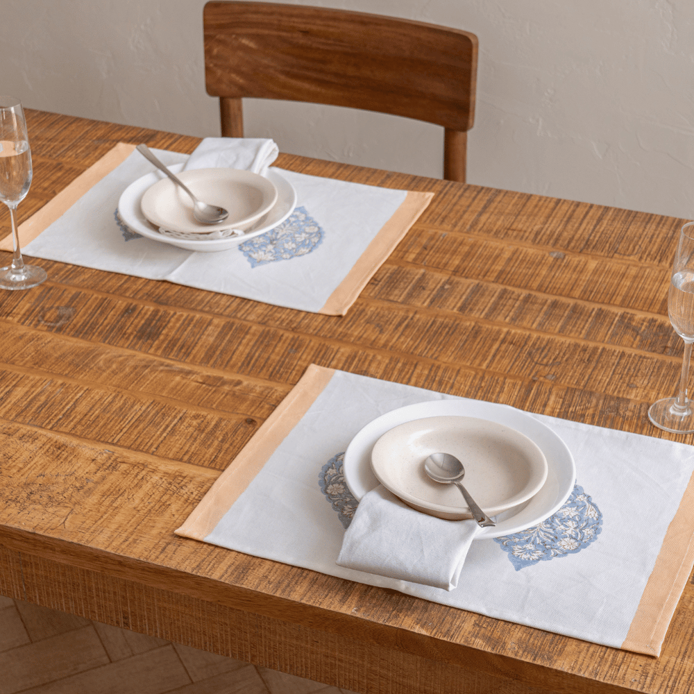 Lily Block Print Table Mat (Set Of 2)