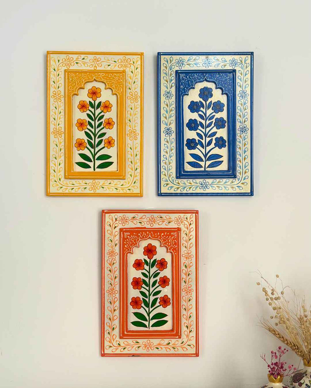 Atrangi Colour Burst - Set of 3 Wooden Wall Frames | Handcrafted & Vibrant