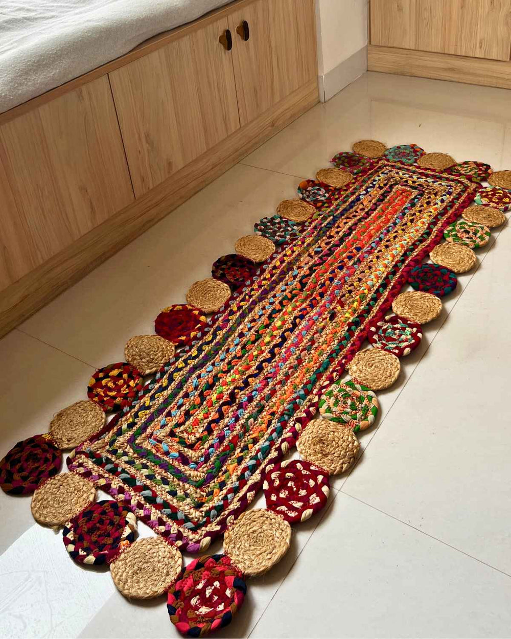 Colour Weave Jute Rug | Handcrafted Braided Jute & Fabric Runner ...