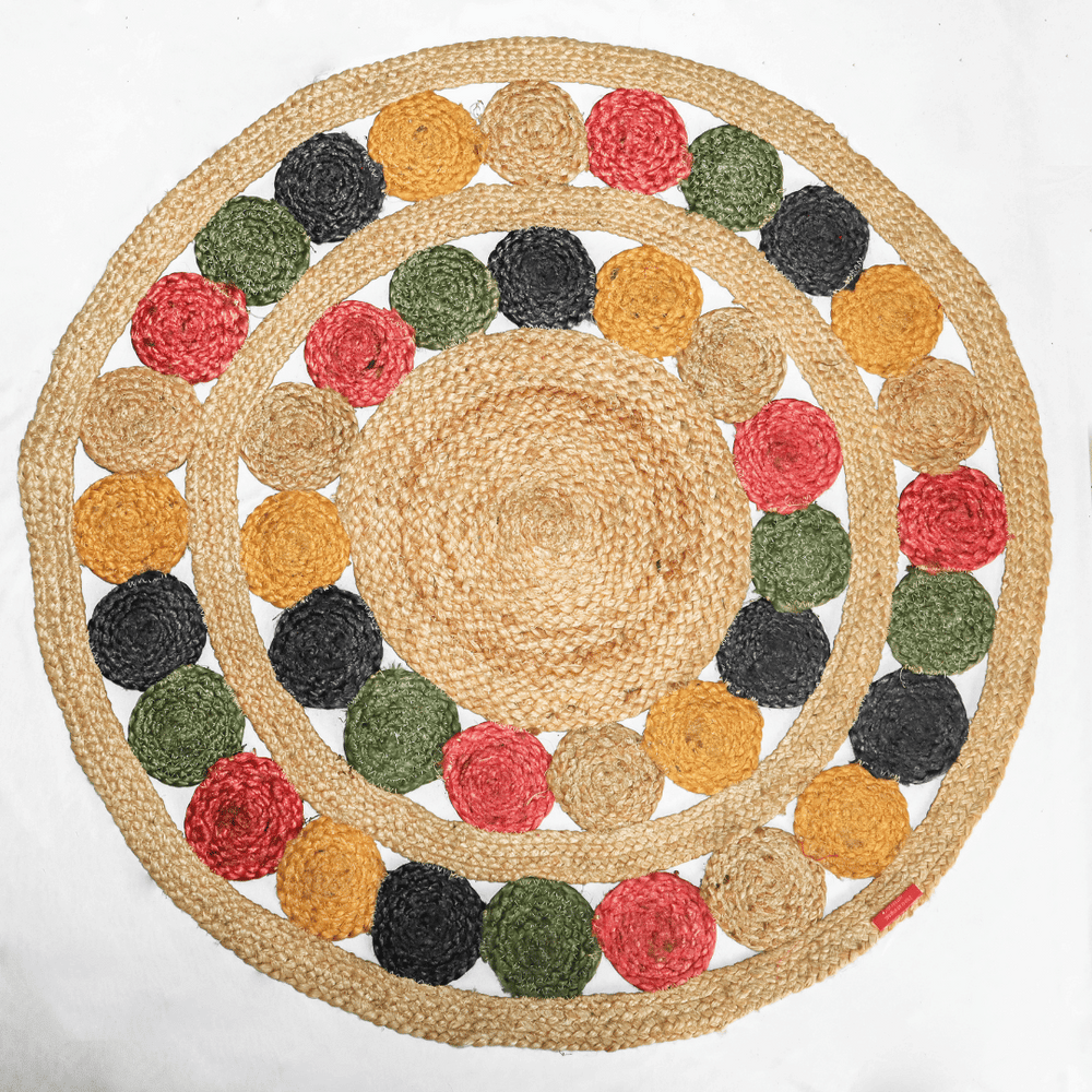 Colourful Round Jute Rug | Atrangi Rugs | Atrangi Studio