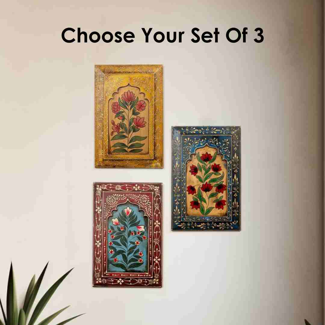 Assorted Handpainted Wooden Wall Frames Set of 3 | Atrangi Studio