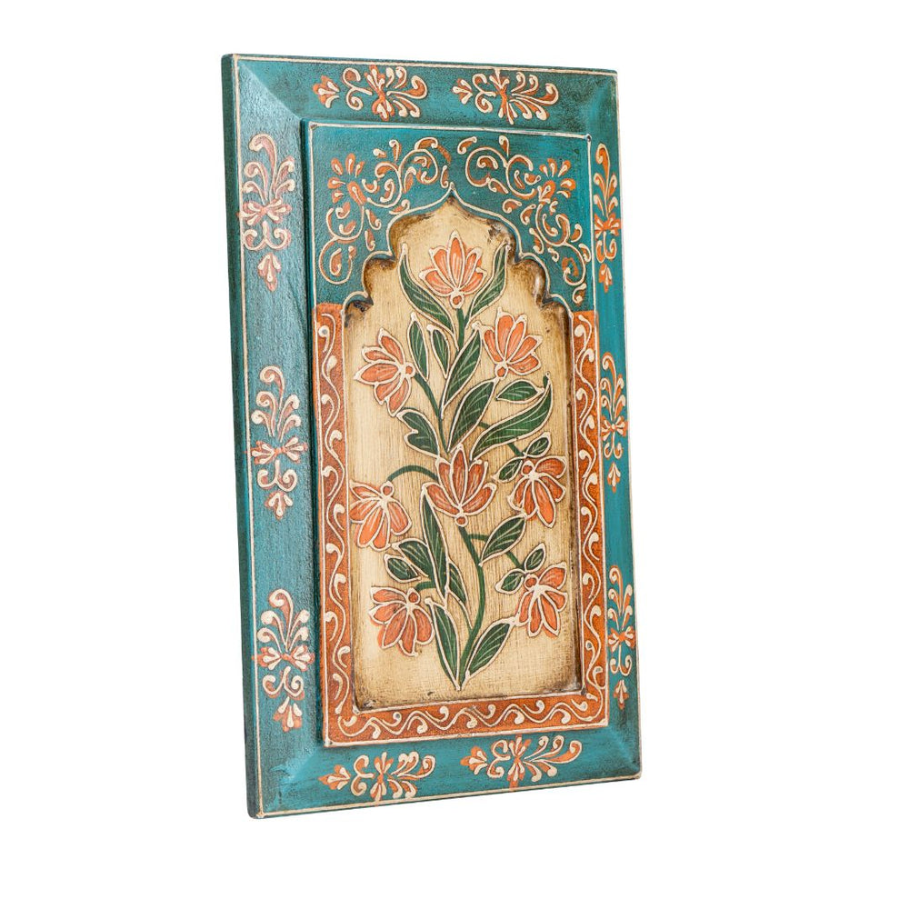 Handcrafted Turquoise Handpainted Wooden Wall Frame | Atrangi Studio