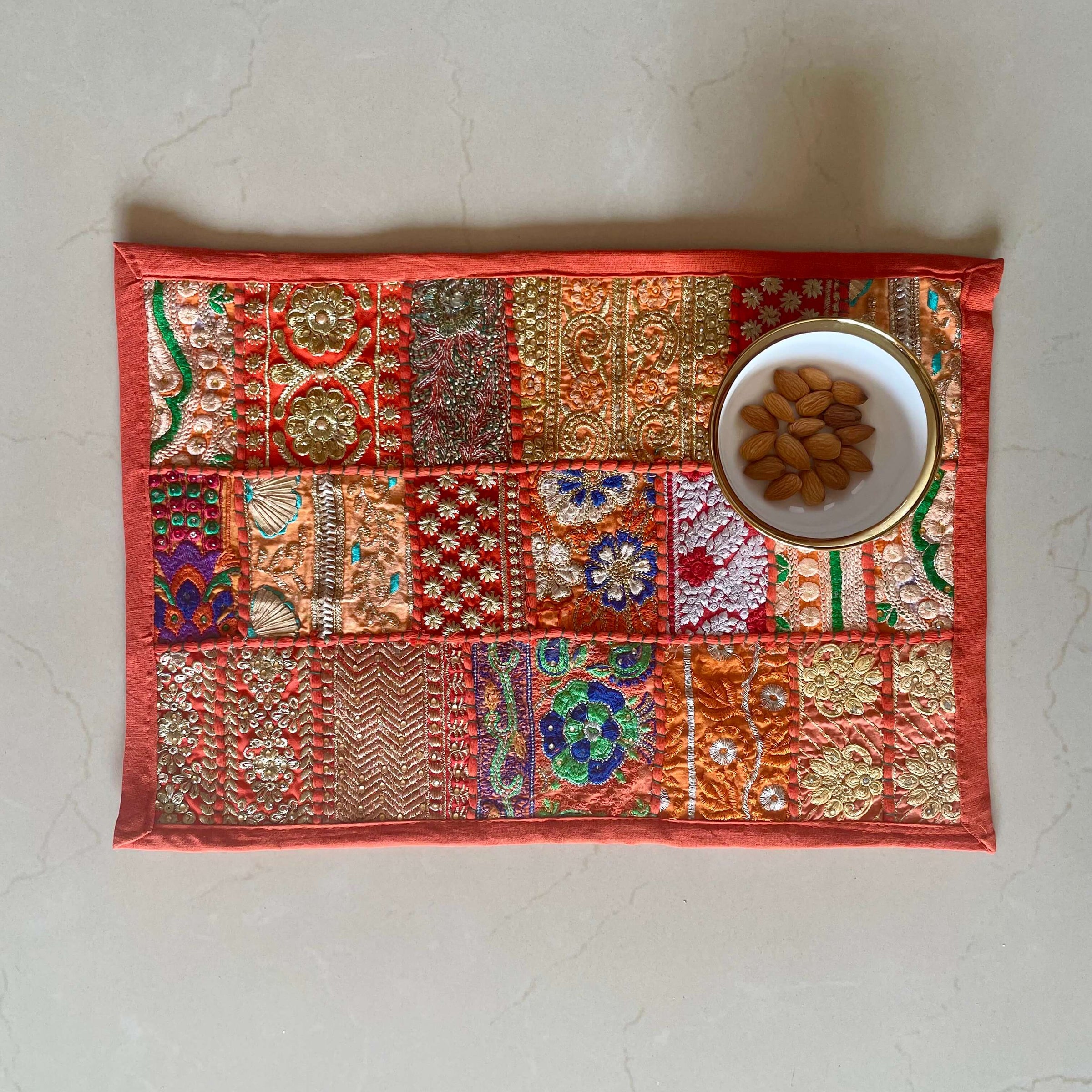 Orange Patchwork Table Mats (Set of 2)