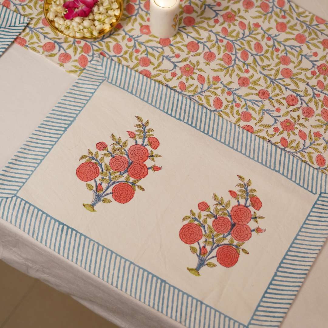 Dahlia Block Print Table Mat – Atrangi Studio